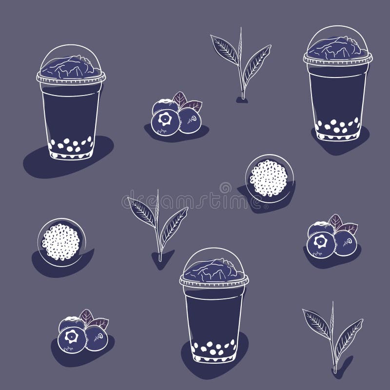 Blueberry Bubble Tea stock vector. Illustration of juice - 255351837
