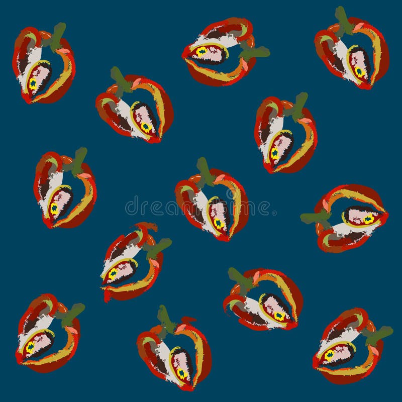Print with Peppers Decorative in Cut Stock Illustration - Illustration ...