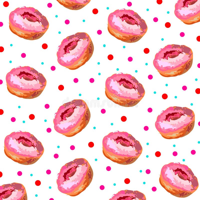 Print with Pink Doughnuts with Confetti for Your Designs Stock ...