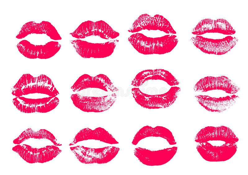 Print of Pink Lips. Vector Illustration on a White Background Stock ...