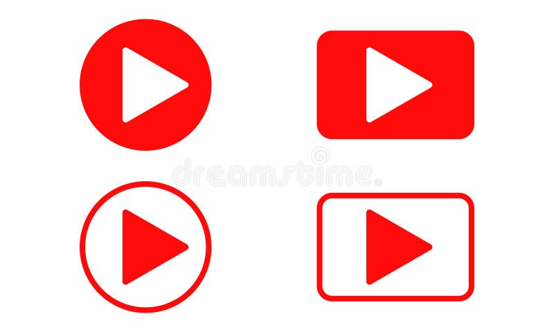 Play Video Icons Vector Set. Red Buttons with Play Icons Stock Vector ...