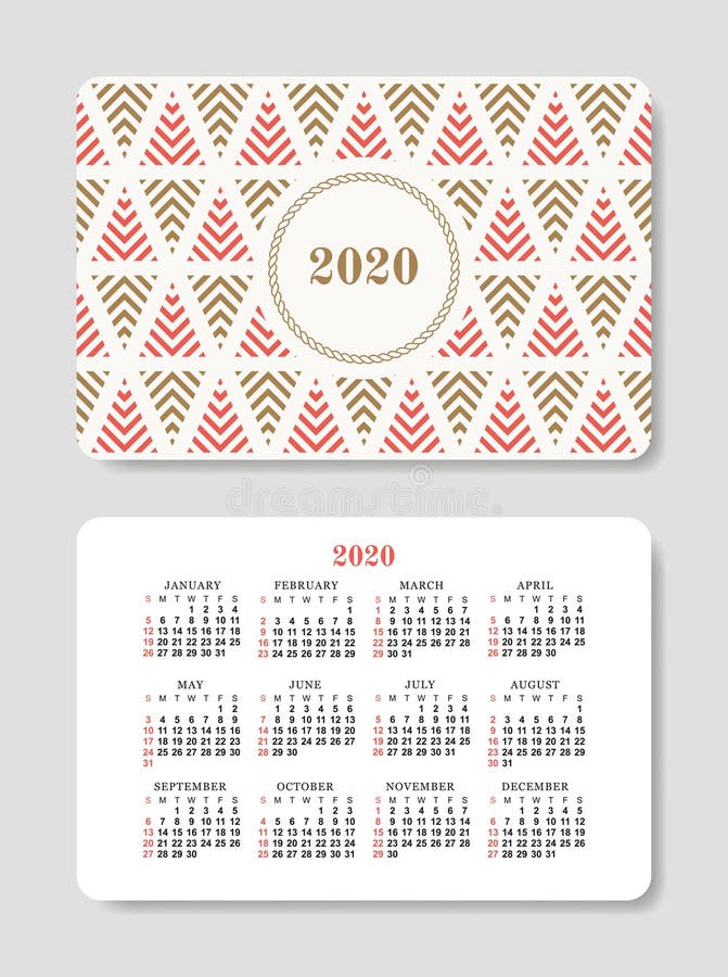 Pocket Calendar 2020 Design Template Stock Vector - Illustration of ...