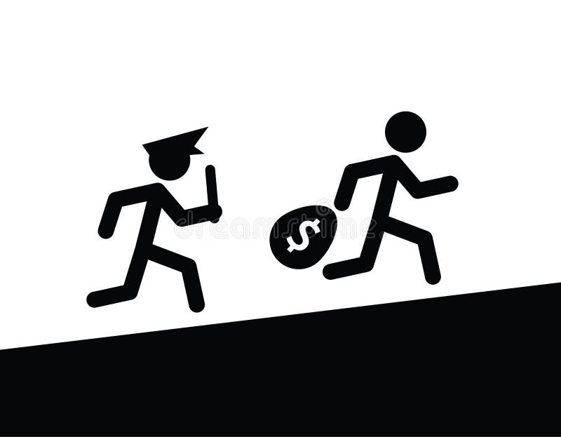 Policeman chasing thief stock vector. Illustration of money - 265879671