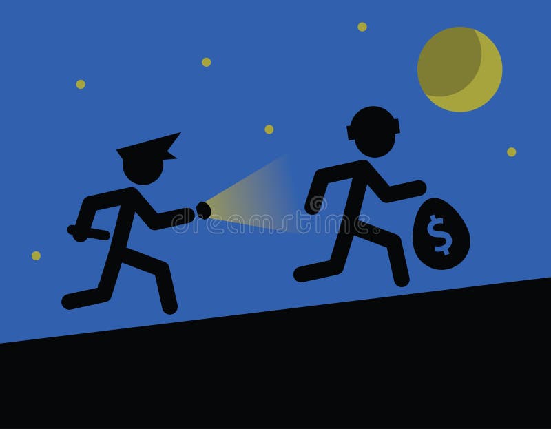 Policeman chasing thief stock vector. Illustration of disguise - 264441272