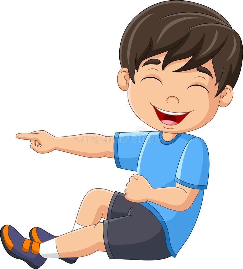 Cartoon Boy Laughing Out Loudly and Pointing Stock Vector ...