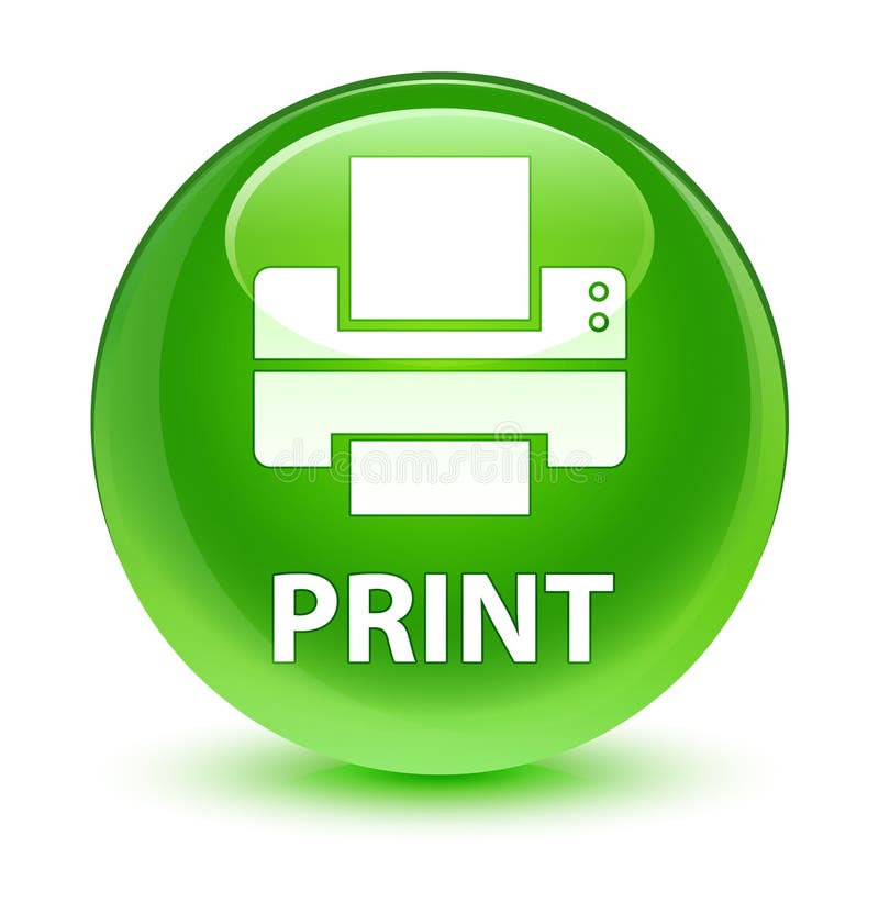 Print (printer Icon) Glassy Green Round Button Stock Illustration ...