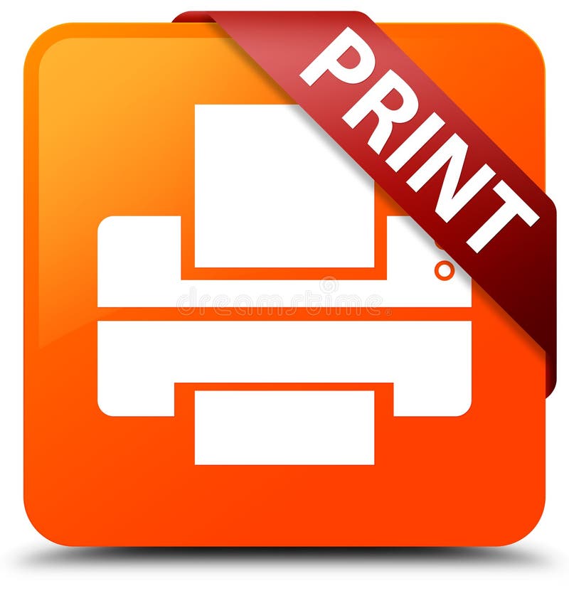 Print (printer Icon) Orange Square Button Red Ribbon in Corner Stock ...