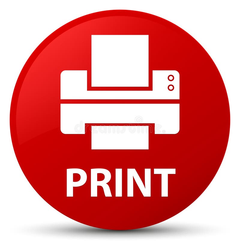 Print (printer Icon) Red Round Button Stock Illustration - Illustration ...