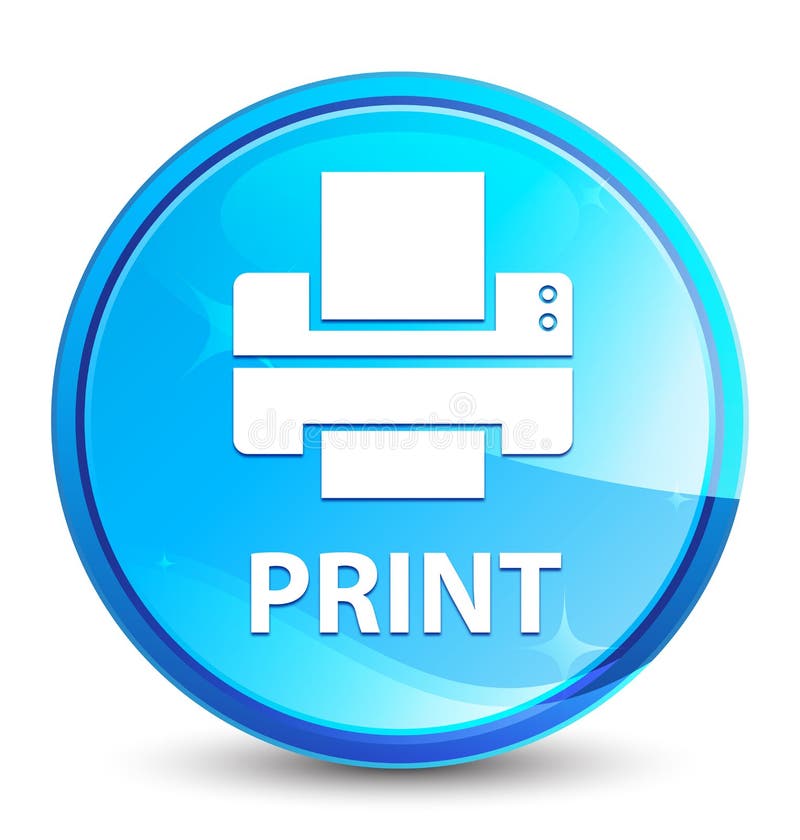 Print (printer Icon) Splash Natural Blue Round Button Stock Vector ...