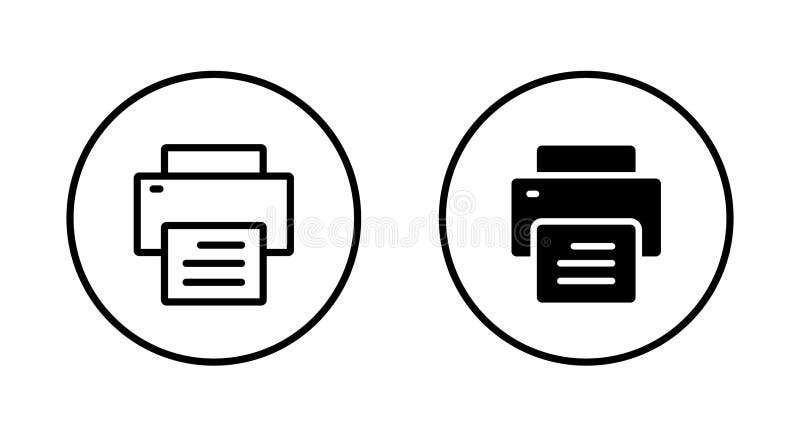 Print Button Icon on Black Circle. Printer Symbol Vector Stock Vector ...