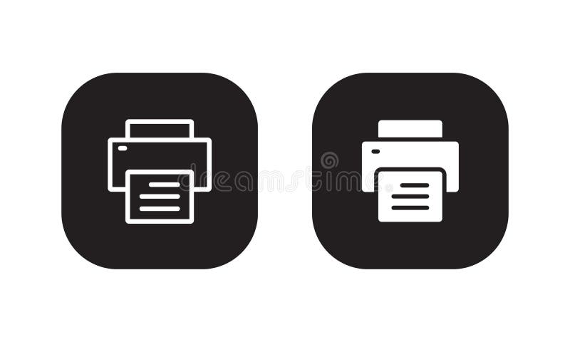 Print Button Icon on Black Circle. Printer Symbol Vector Stock Vector ...