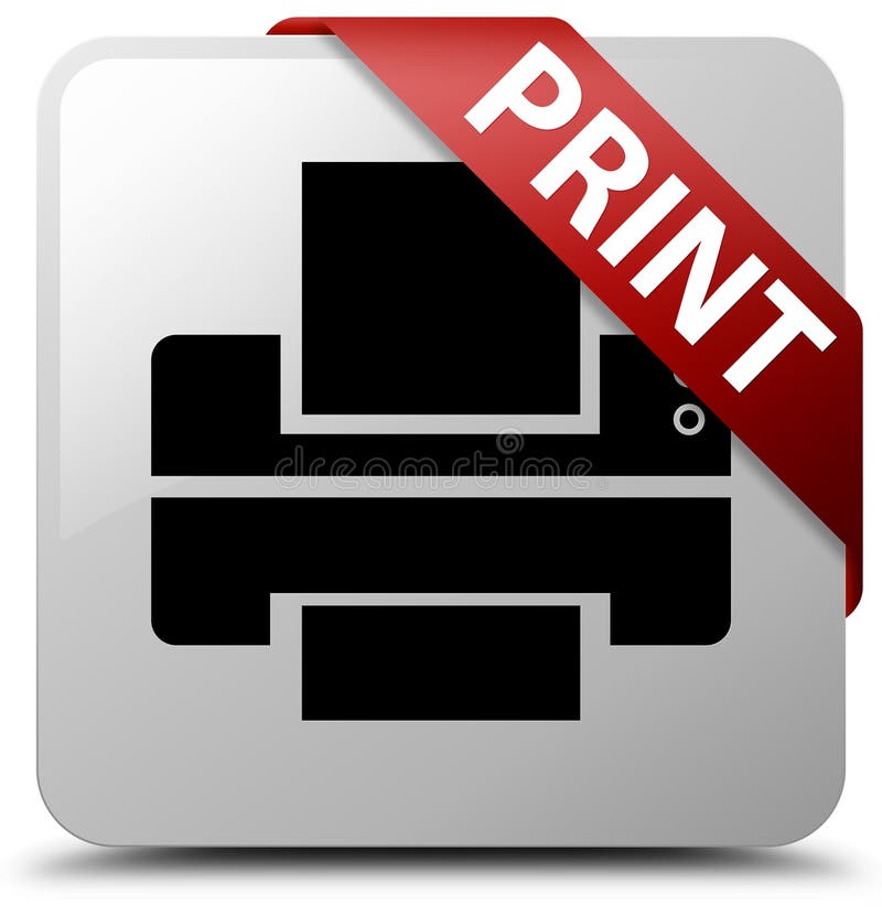 Print (printer Icon) White Square Button Red Ribbon in Corner Stock ...