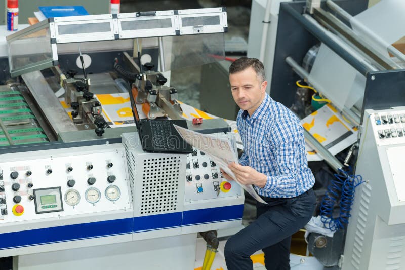 Print Production Produce Print Operator Stock Photo - Image of tool ...