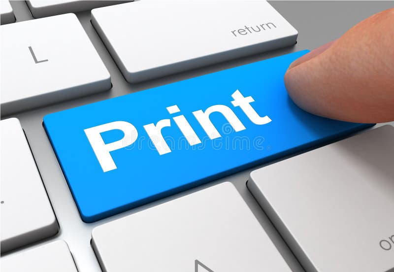 Print Push Button Concept 3d Illustration Stock Illustration ...