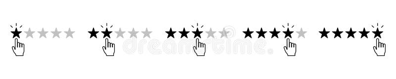 Rating Star Click Set. Five, Four, Three, Two, One Stars. Evaluation ...