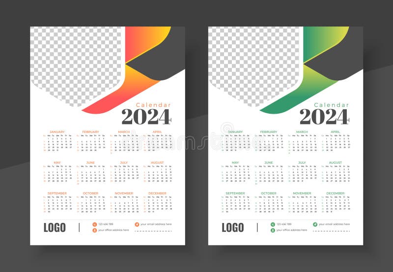 Print Ready One Page Wall Calendar Template Design for 2024, Week ...