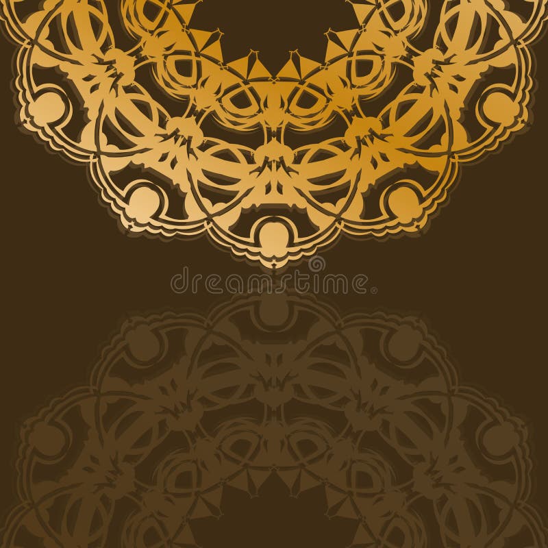 Print-ready Postcard in Brown Color with Abstract Gold Pattern. Stock ...