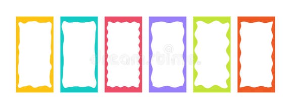 Rectangular Colored Retro Frames with Squiggly, Zigzag Wavy Edges ...