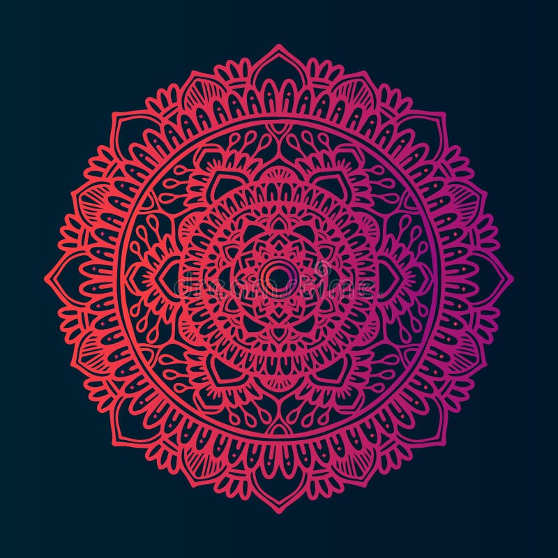 Red Gradient Floral Rounded Mandala Art Design Vector Illustration Eps ...