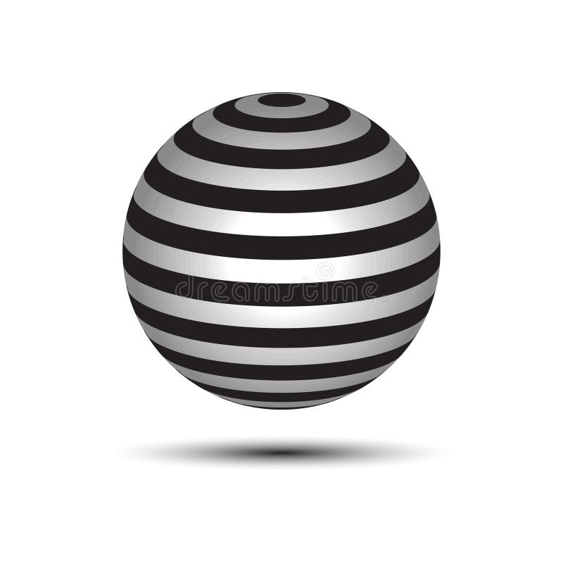 Print 3 Rendering Black and White Striped Sphere Stock Illustration ...