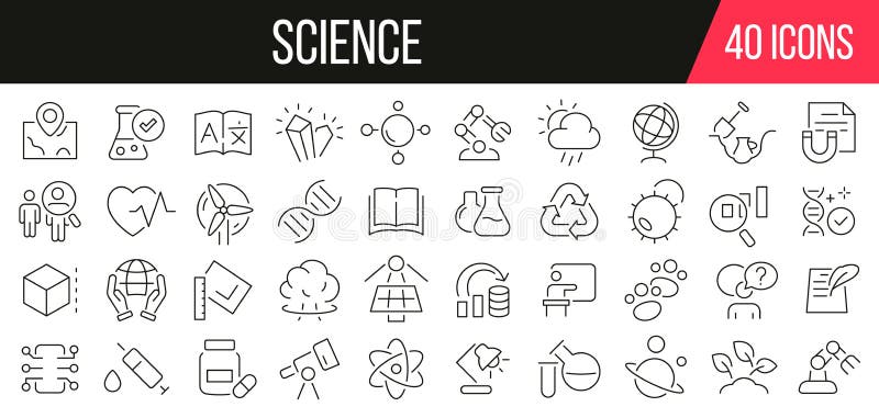 Science Line Icons Collection. Set of Simple Icons Stock Vector ...