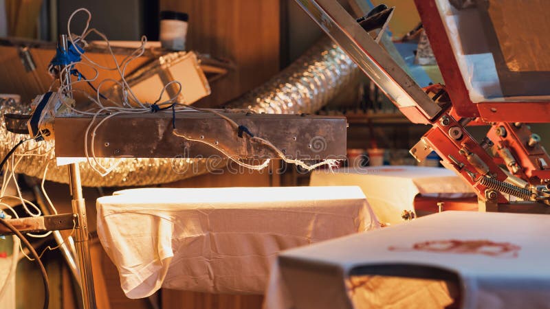 Print Screening Apparatus. Serigraphy Production Process. Printing ...