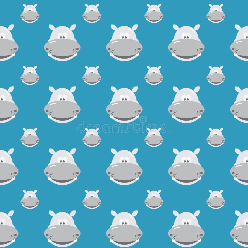 Seamless Pattern with Hippo Vector Illustration Stock Vector ...