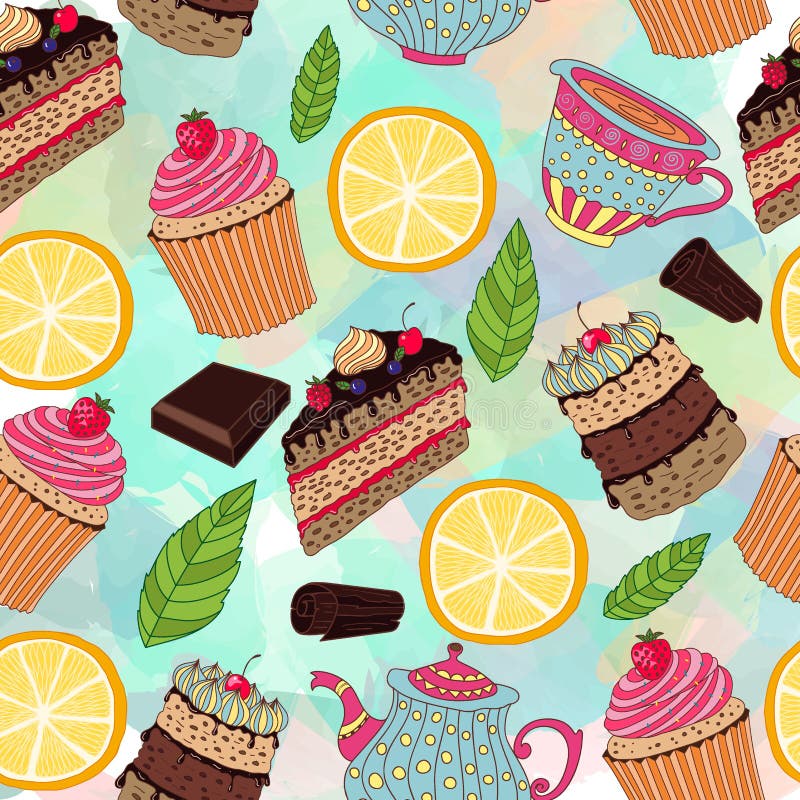 Print stock vector. Illustration of sweet, birthday, teapot - 71802710