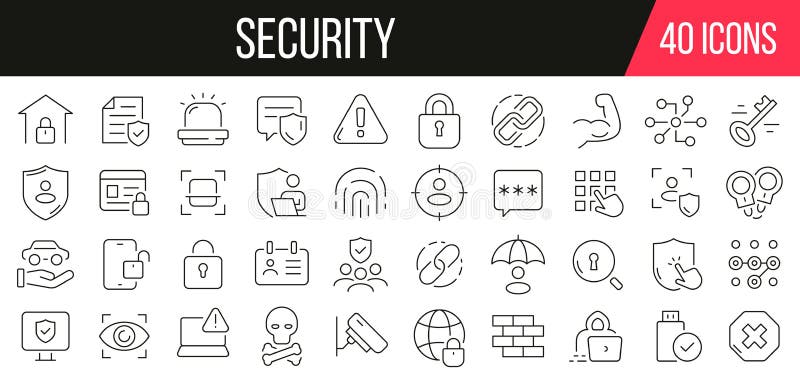 Security Line Icons Collection. Set of Simple Icons. Vector ...