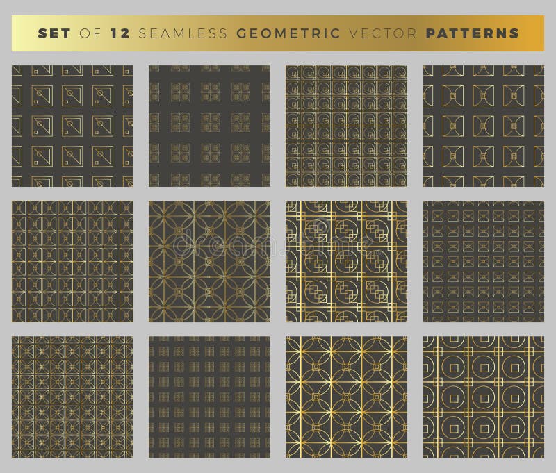 Set of 12 Geometric Seamless Patterns. Stock Illustration ...