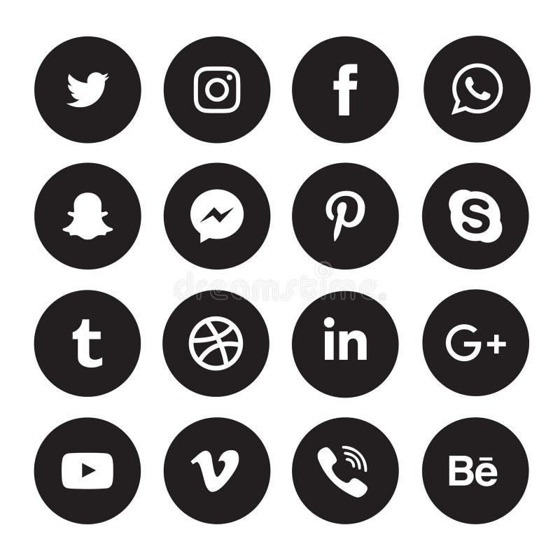 Set of Social Media Round Icons Editorial Stock Photo - Illustration of ...