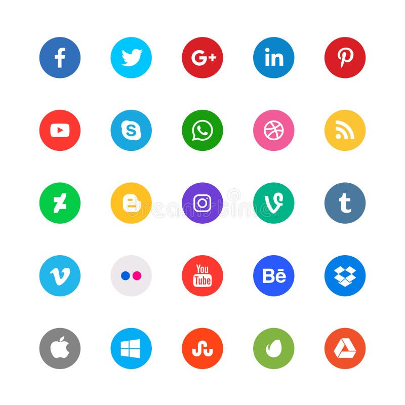 Set of Social Media Square Icons Editorial Stock Image - Illustration ...