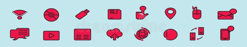 Set of Technology Cartoon Icon Design Template with Various Models ...