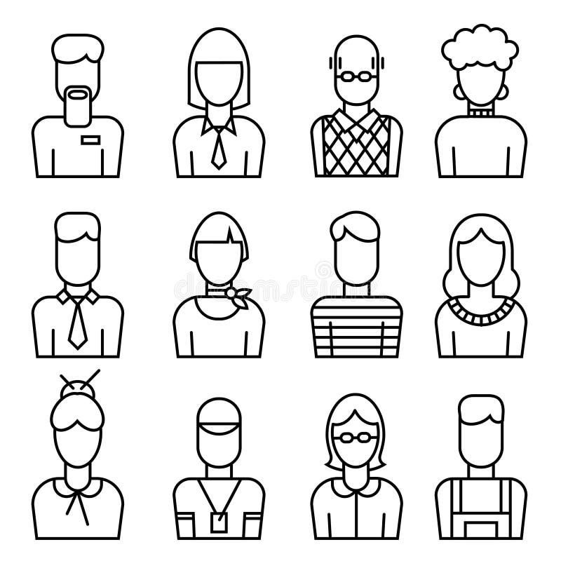 Business Avatars Line Icons, Linear Signs, Vector Set, Outline Concept ...