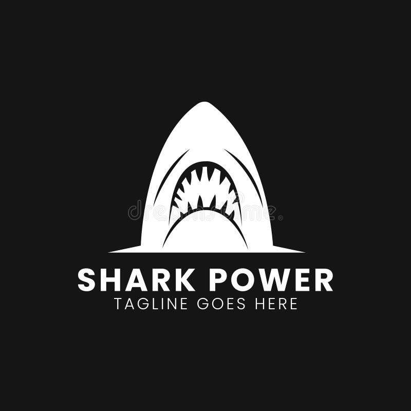 Power Shark Logo Template with Illustration of a Shark Arising from the ...