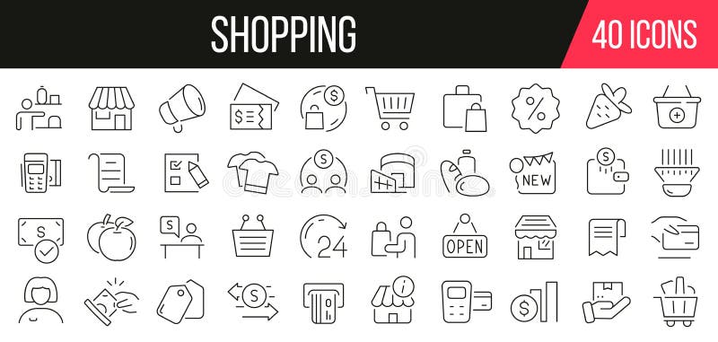 Shopping Line Icons Collection. Set of Simple Icons Stock Vector ...