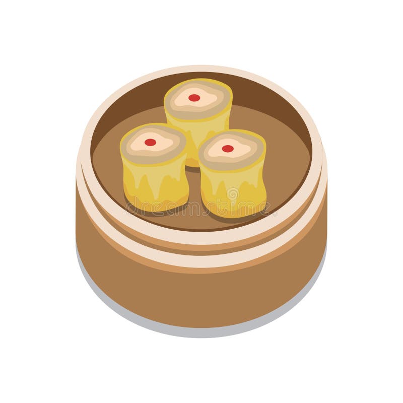 Dim Sum in a Bamboo Basket. Vector Illustration Decorative Background ...