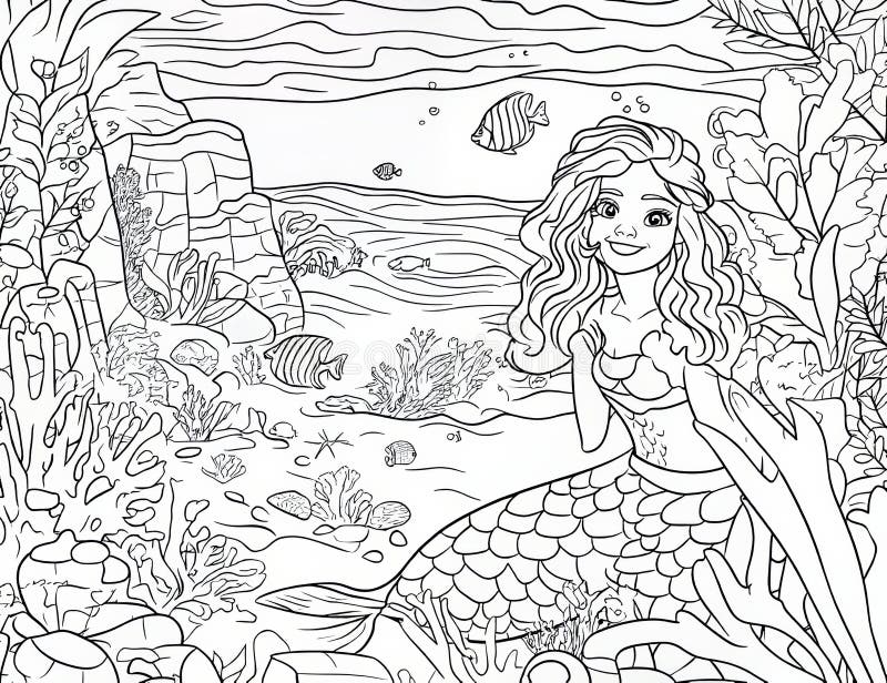 Print this Simple Mermaid Coloring Page on 8.5x11 Inch Paper Stock ...
