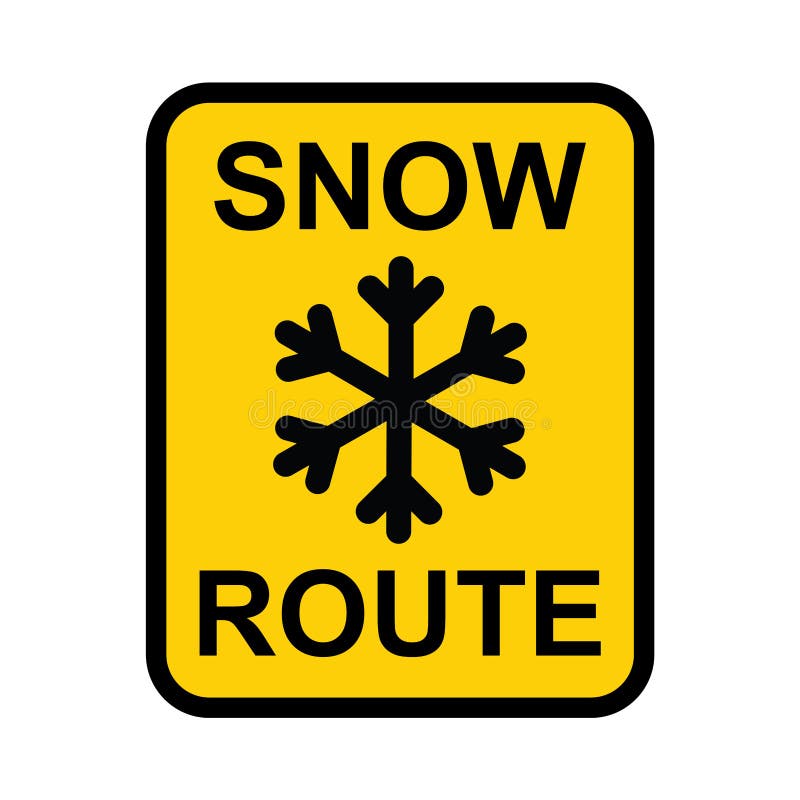 Snow Route Yellow Warning Sign Stock Vector - Illustration of flake ...