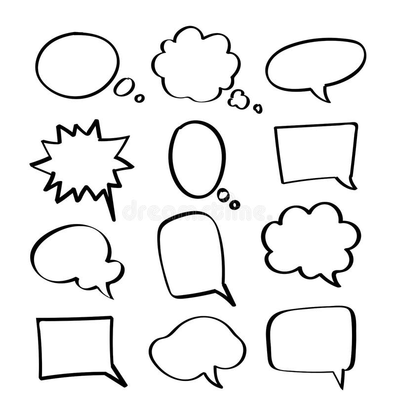 Speech Bubbles Set. Dialog Box Icon, Chat Cartoon Bubbles Stock Vector ...