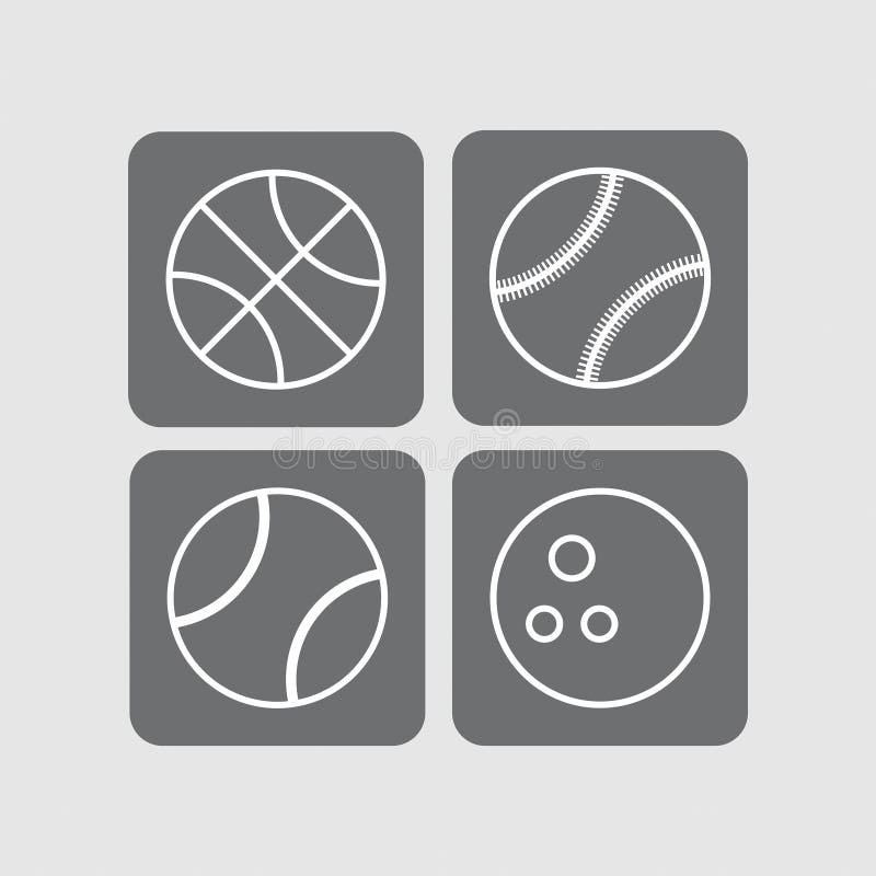 Sports Balls Icons in Vector Design Stock Vector - Illustration of icon ...
