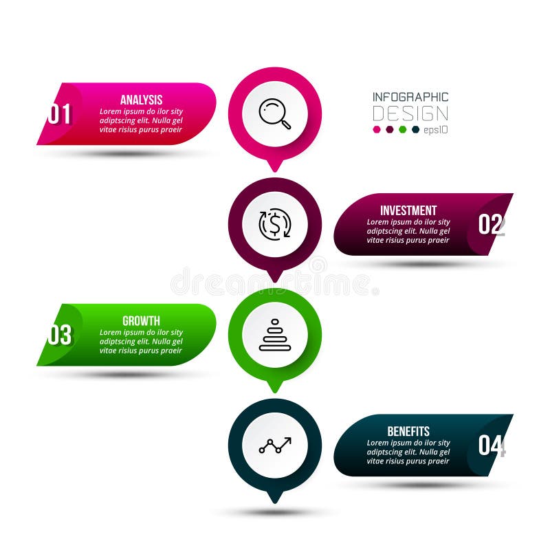 4 Step Process Work Flow Infographic Template Stock Vector ...