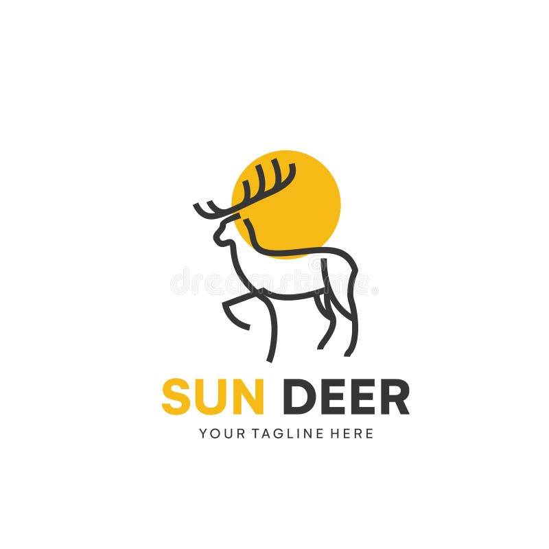 Sun Deer Logo Design Template Inspiration Stock Vector - Illustration ...