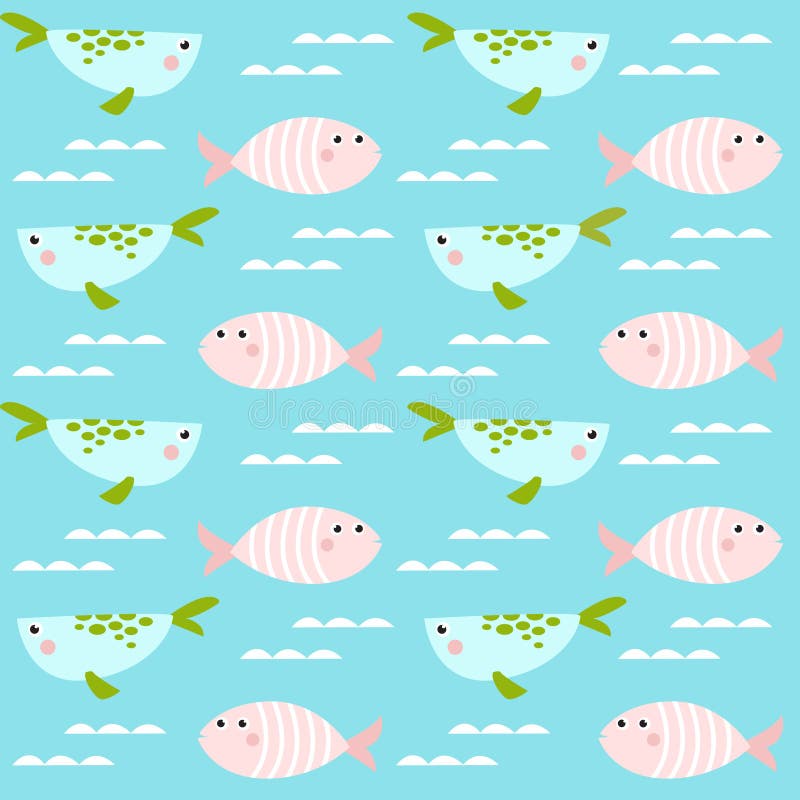 Print.Vector Background with Fishes. Sea Background. Stock Vector ...