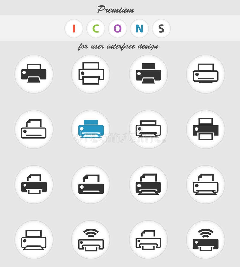 Print icon set stock vector. Illustration of symbol - 122975972