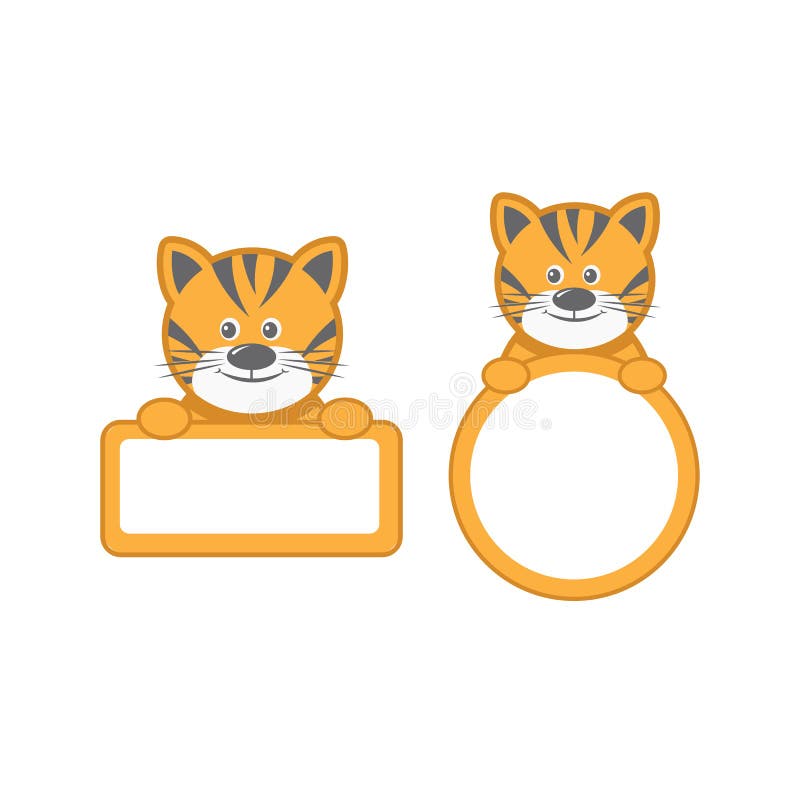 Baby Tiger Square and Circle Frame Vector Signs Stock Vector ...