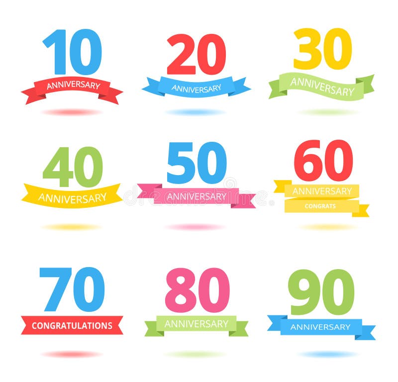 Vector Set of Anniversary Numbers Design. Stock Vector - Illustration ...
