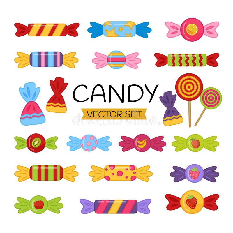 Vector Set of Cartoon Candies Stock Vector - Illustration of cartoon ...