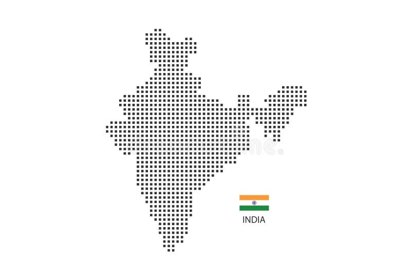 Vector Square Pixel Dotted Map of India Isolated on White Background ...