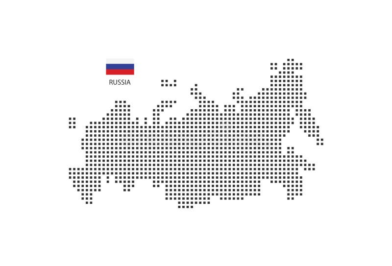 Vector Square Pixel Dotted Map of Russia Isolated on White Background ...